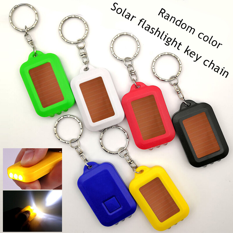 Solar Flashlight Keychain MINI ULTRA BRIGHT LED POCKET LIGHT SOLAR