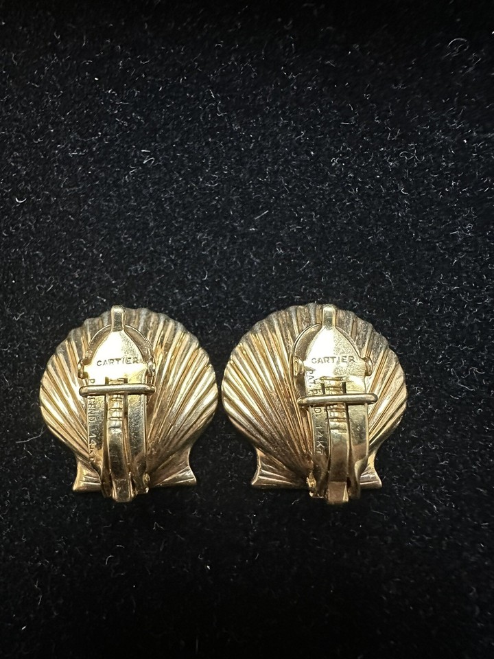 Cartier 14k Yellow Gold Large Pin Brooch & Matching Clip On Earrings | eBay