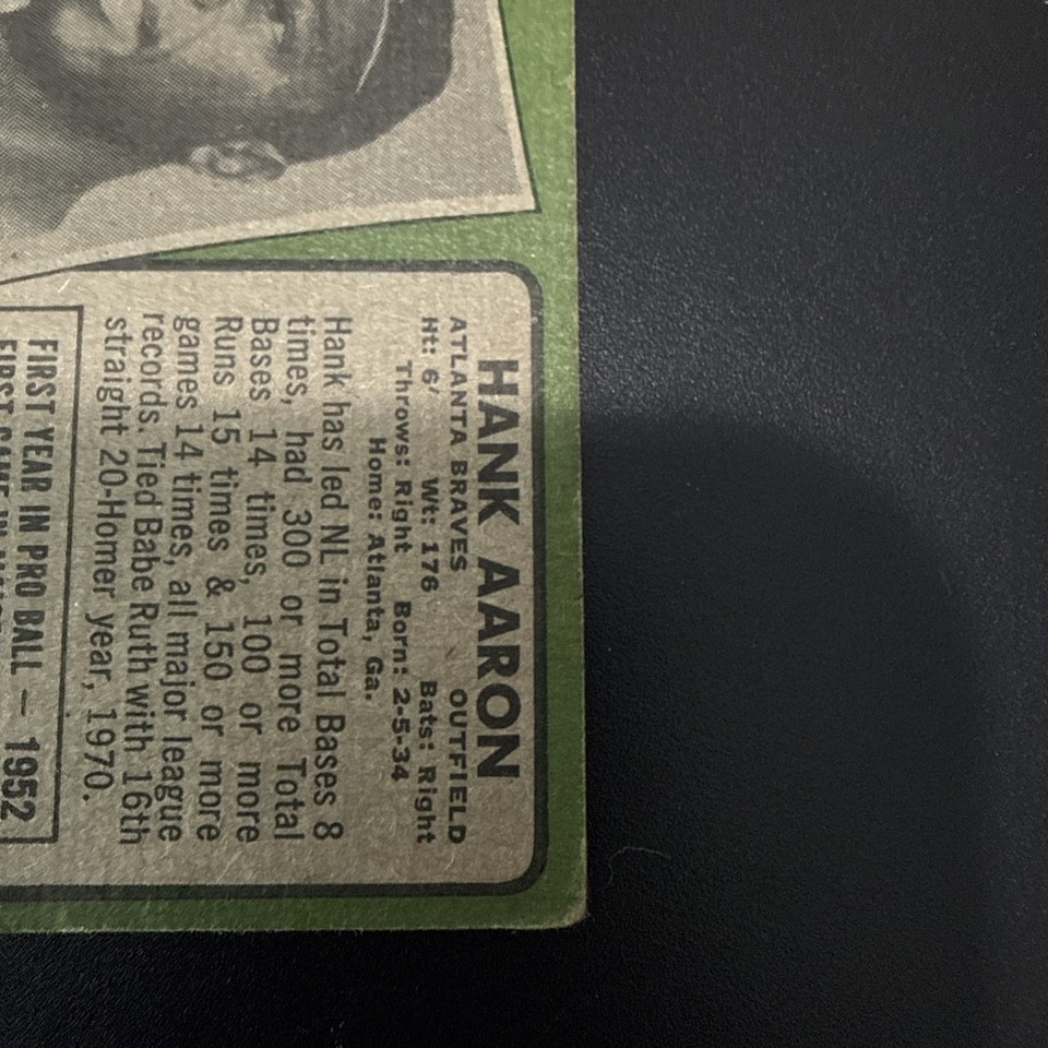 1971 Topps Baseball Card #400 - Hank Aaron Atlanta Braves HOF | eBay