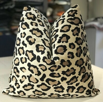 PAIR TAN BROWN BLACK "LEO" EXOTIC ITALIAN LEOPARD CUT VELVET CUSTOM ...