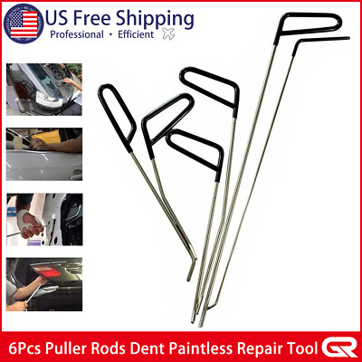 6x Puller Rods Dent Paintless Repair Tools Car Removal Body Push kits ...