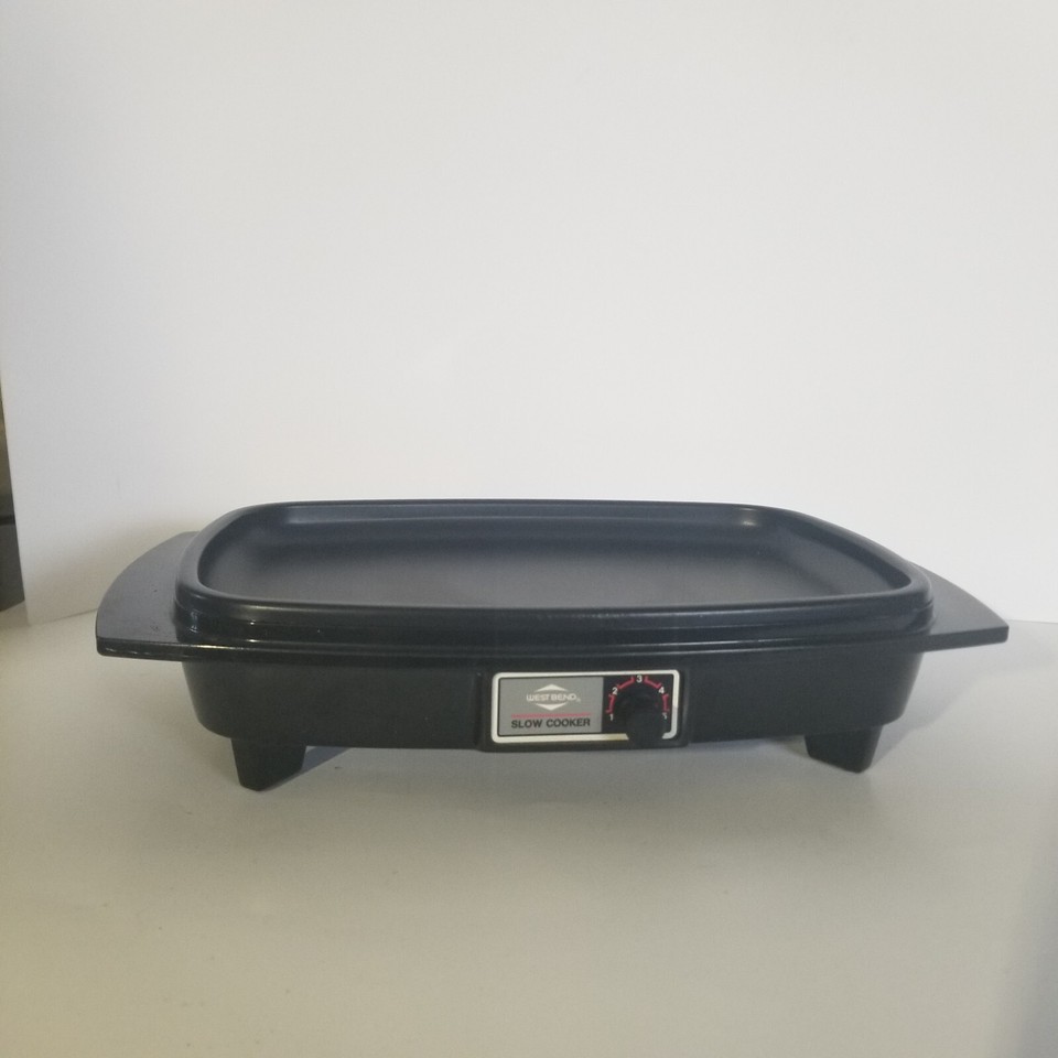 Vintage West Bend 4 Qt Rectangle Quart Slow Cooker Griddle 5 Settings ...