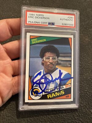 Eric Dickerson PSA ROOKIE AUTOGRAPH Vintage Auto Collector Card RAMS RC ...