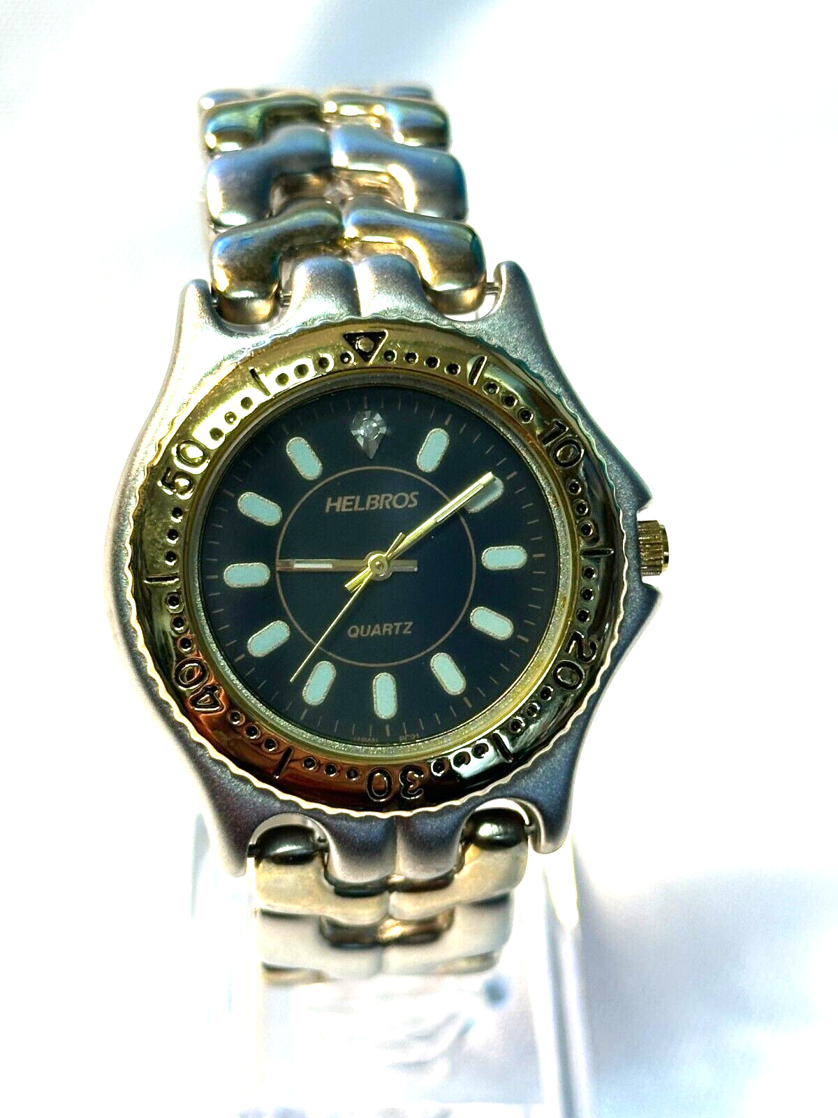 Men's Helbros Watch, Black Dial with a Stainless Gold/Silver Band, New ...