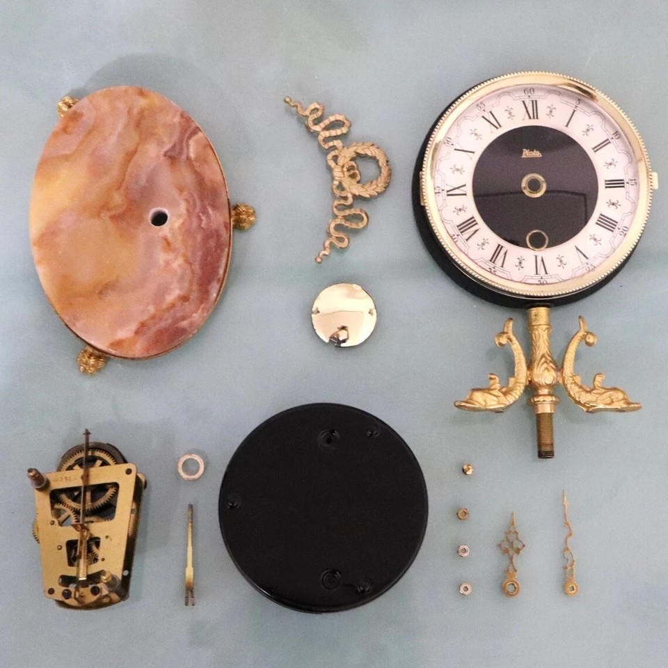 PLATO Mantel Clock Vintage 8 day Pendulum MARBLE GILDED! Bronze ...