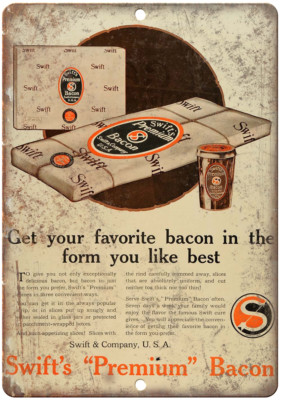 Swift's Premium Bacon Vintage Ad 12" x 9" Reproduction Metal Sign N316 ...