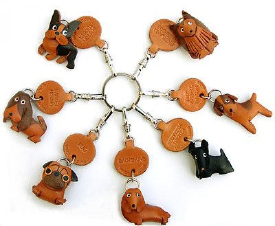 Bulldog Handmade 3D Leather Dog Keychain *VANCA* Keychain Made in Japan ...