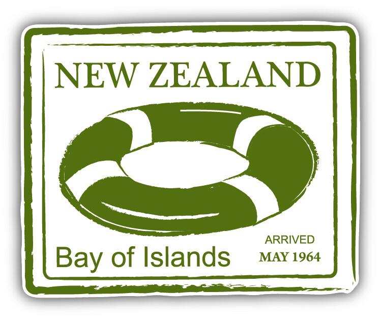 New Zealand Bay Of Islands Retro Sailing Passport Stamp Car Bumper ...