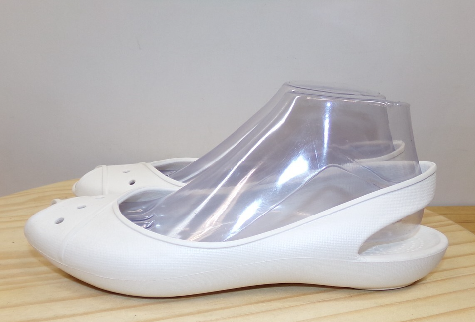 Crocs Farrah Peep Toe Slingback Flats Womens White Size 9 Slip On | eBay