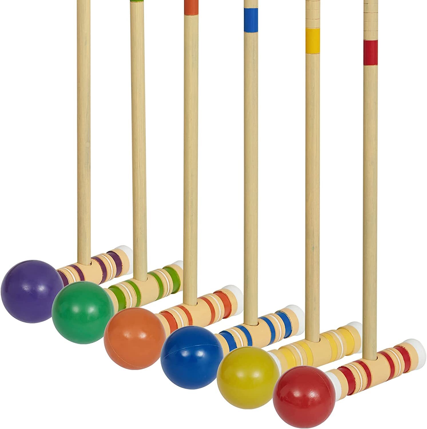 Classic Croquet Set Up to 6 Players Six Colour Coded Mallets Handles ...