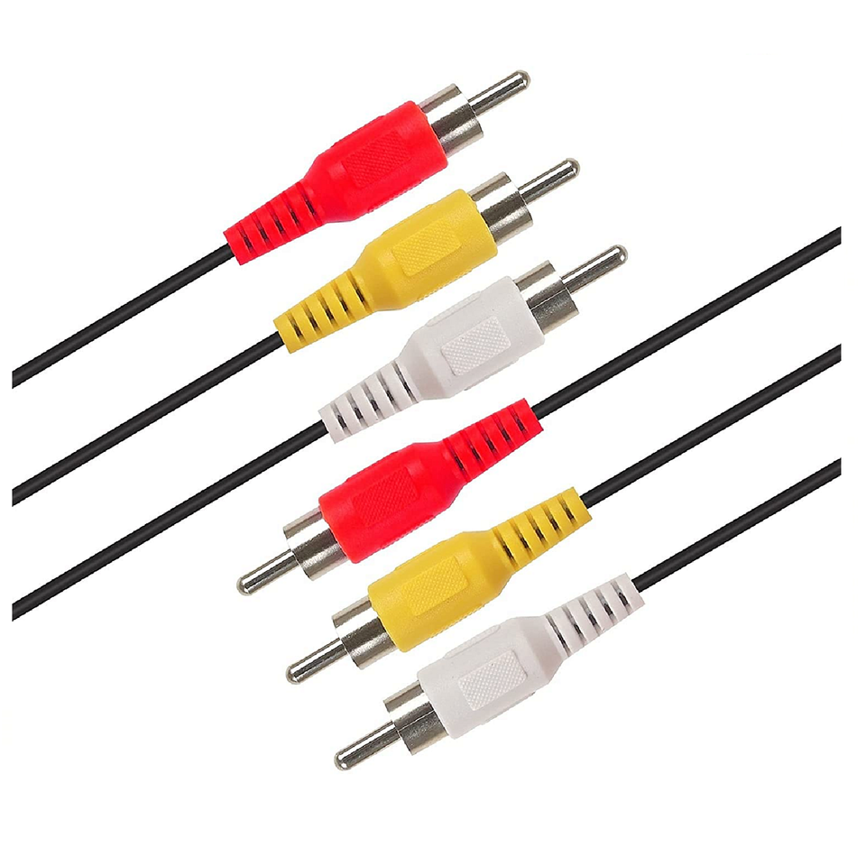 SatelliteSale AV Male to Male 3 RCA Audio Video Composite Cable Black ...