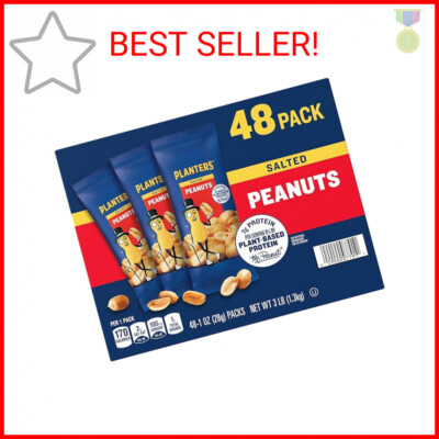 PLANTERS Salted Peanuts, 1 oz. Bags (48 Pack) - Snack Size Peanuts with ...