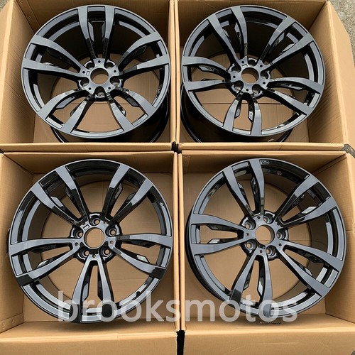 20" GLOSS BLACK STAGGERED STYLE WHEELS RIMS FIT BMW X5 E70 F15 X6 E71 ...