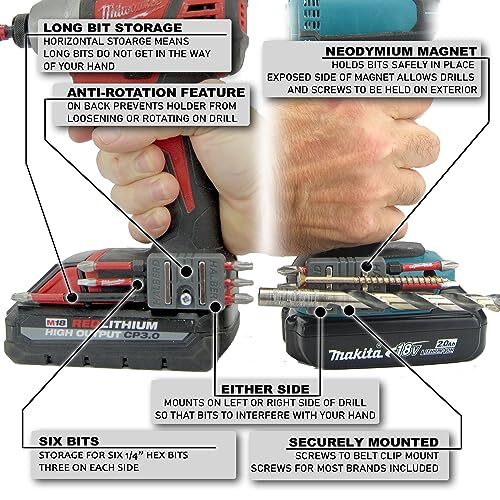 Universal Fit Magnetic Bit Holder Securely Mounts To Belt Clip Screw ...