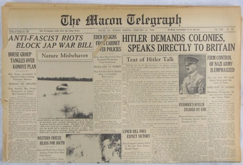 Vintage 1938 Adolf Hitler Famous Speech Newspaper | eBay