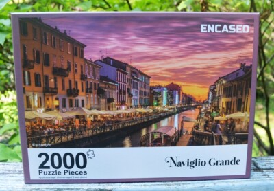 100% COMP. NAVIGLIO GRANDE ENCASED 2000 PIECE JIGSAW PUZZLE-ITALY CANAL ...