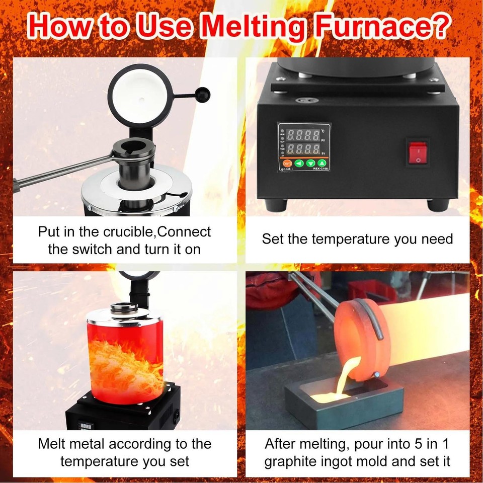 Upgraded Electric Metal Melting Furnace Kit w/ 3KG Crucible+Casting ...