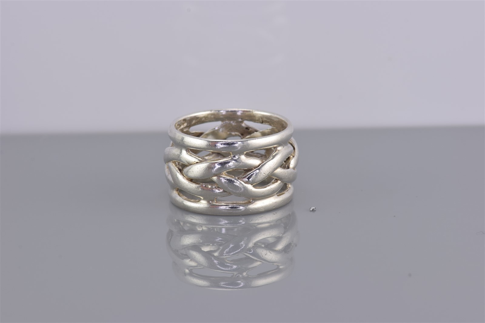 Sterling Silver 12mm Woven Crossover Cigar Cuff Solid Band Ring 7g 925 Sz: 7 | eBay