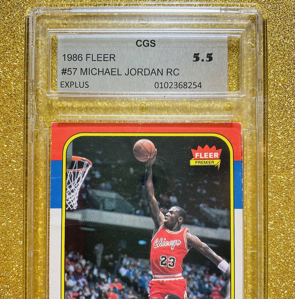 1986 MICHAEL JORDAN FLEER ROOKIE #57 CHECKLIST #132 CGS 5.5 SGC BOTH ...