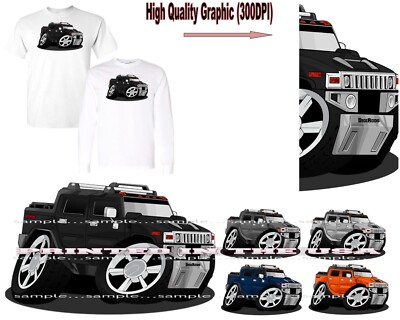 Hummer H2 SUT Truck Model DigiRods Cartoon Car Short / Long Sleeve T ...