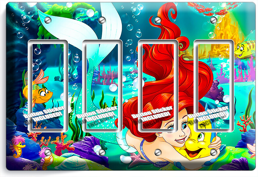 LITTLE MERMAID ARIEL FLOUNDER LIGHT SWITCH OUTLET WALL PLATE KIDS ROOM ...