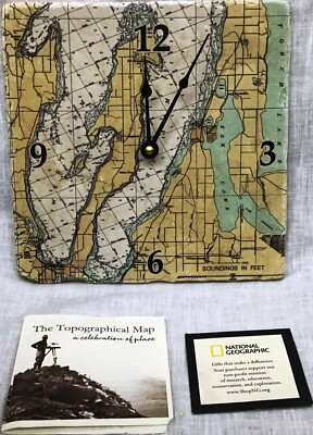 National Geographic Marble Tile Topographical Clock, Michigan Upper ...
