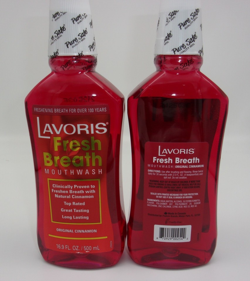 2 - Pack Lavoris Fresh Breath Original Natural Cinnamon Mouthwash - 16. ...