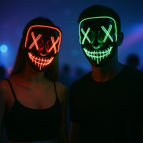 2 Pack LED Purge Mask Bundle Light Up Halloween Rave Cosplay Party Red ...