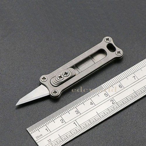 Mini Titanium TC4 Ti Cutter Utility Knife Key Chain Outdoor Survival ...