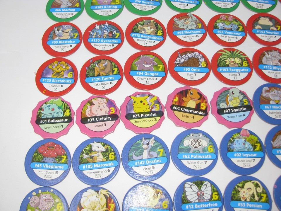 1999 Pokemon Master Trainer Board Game 128 Chips Token Pog Pieces Only ...
