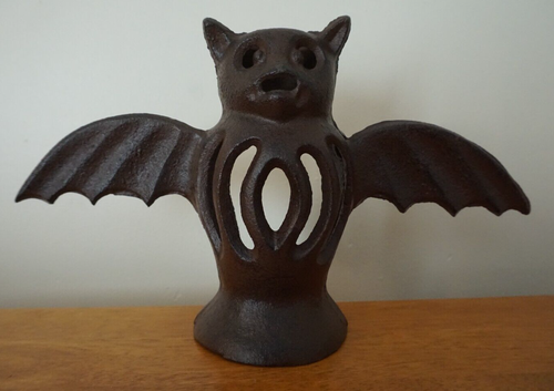 Big Rustic Gothic Cast Iron Bat Candle Holder Halloween Haunted House ...