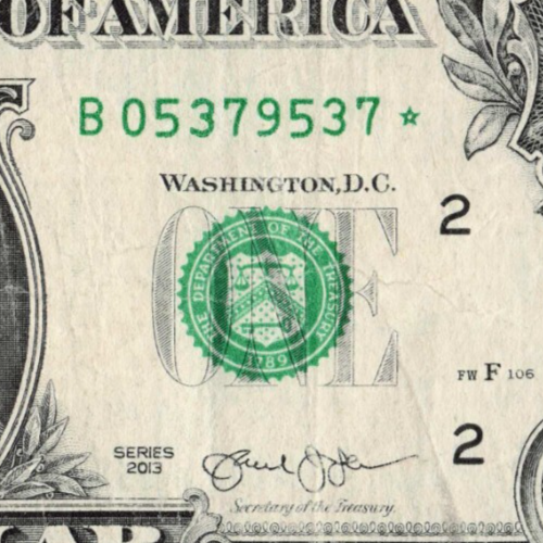 2013 B duplicate star note in range fw print B05379537* one dollar bill ...