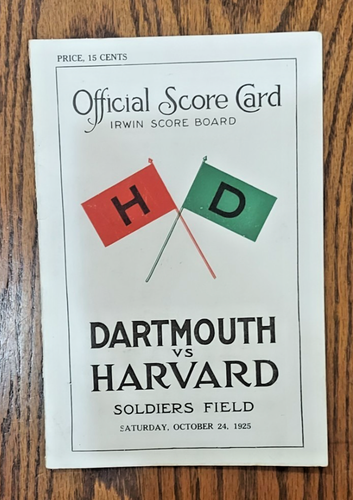 Dartmouth VS Harvard 1925 Football Score Card Plus Soldiers Field ...