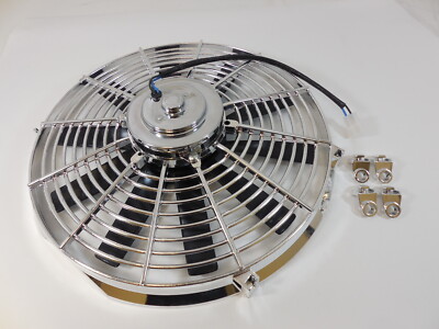 14" Electric Cooling Fan Universal Straight Blades Hot Rod 12V Chrome ...