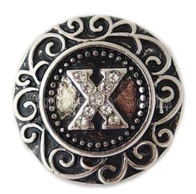 Letter "X" Rhinestone 20mm Snap Charm Interchangeable Jewelry Fits ...
