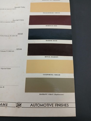1939 Hudson-Terraplane Car Paint Color Chip Chart Sheet Sherwin ...