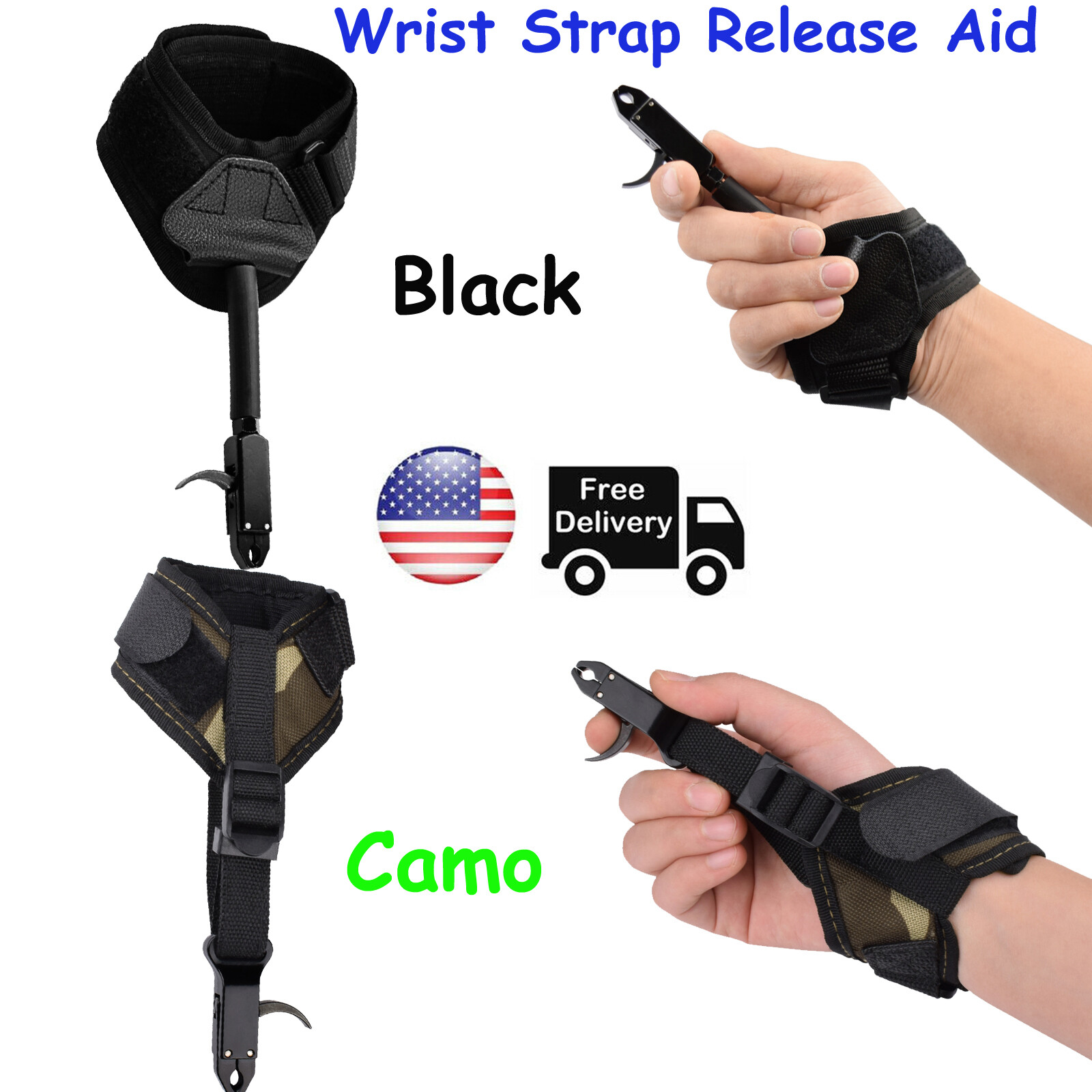 Compound Bow Release Aid Wrist Trigger Adjustable Strap Quick Release ...