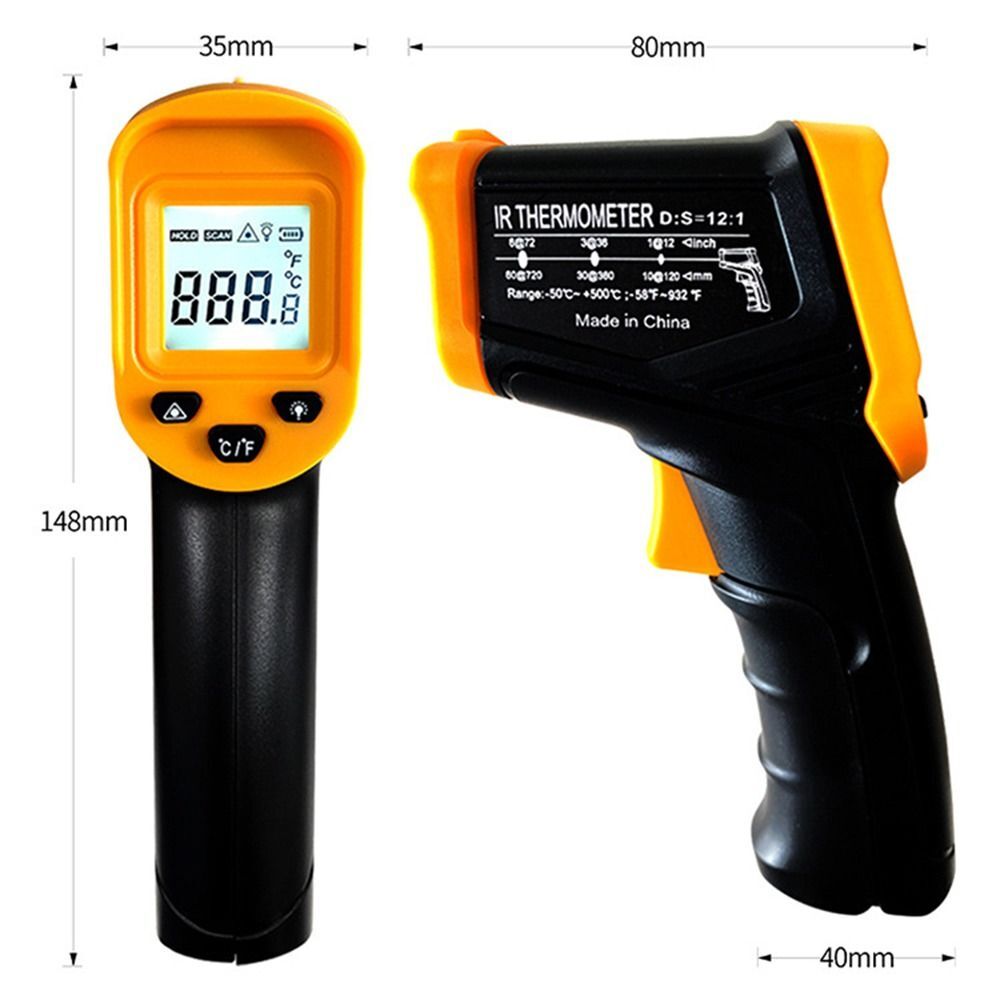 Adjustable Emissivity Infrared Thermometer High Temperature Kitchen ...