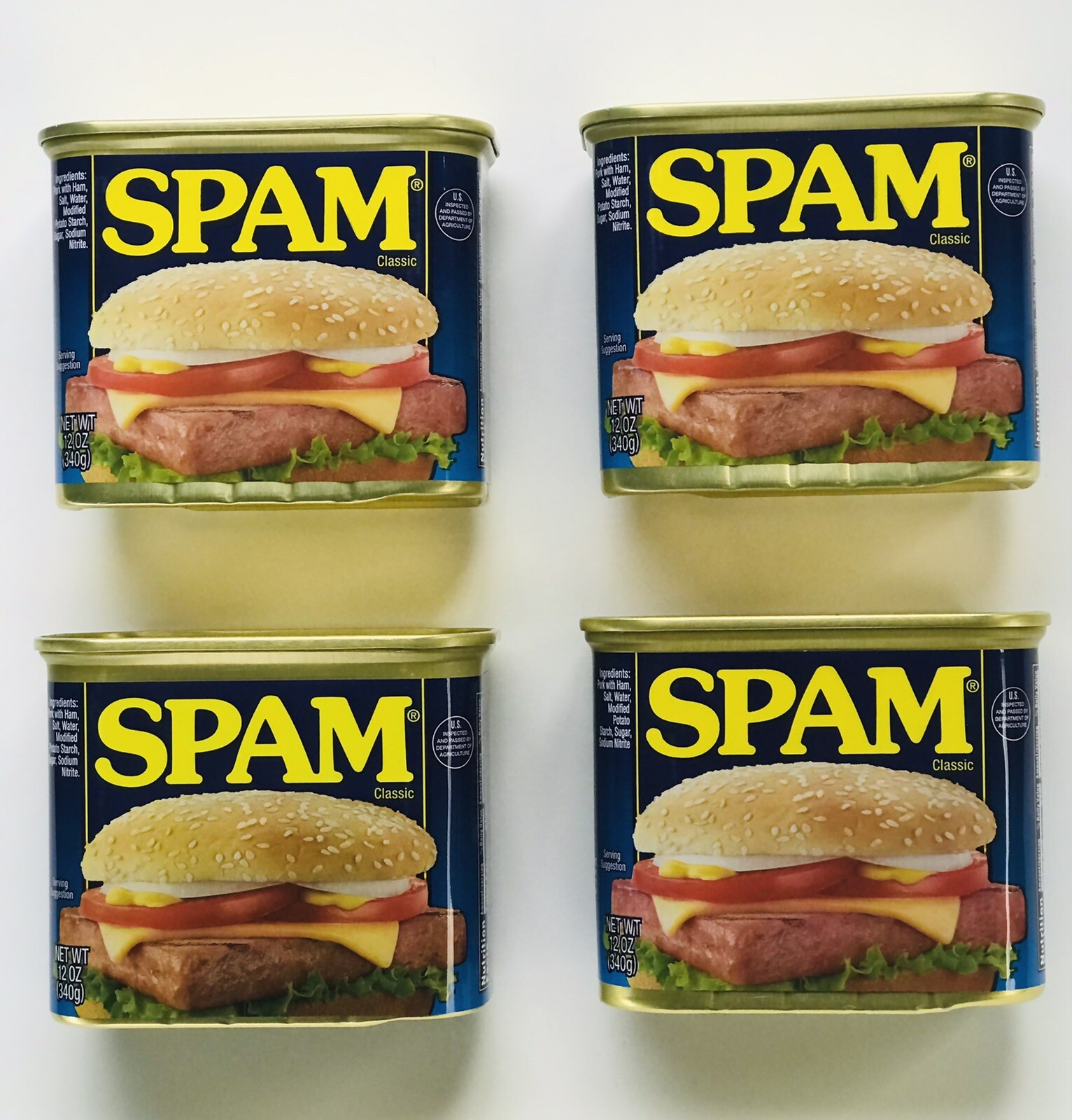 4 CANS SPAM Classic 12 oz per can Gluten Free Ready to Eat- Cold or Hot ...