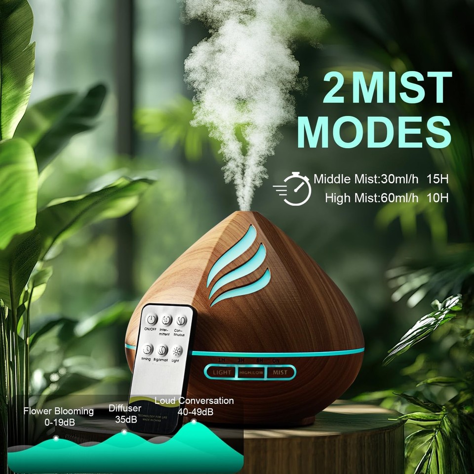 Essential Oil Scent Diffuser: 500ML Aroma Diffuser with Remote Control ...