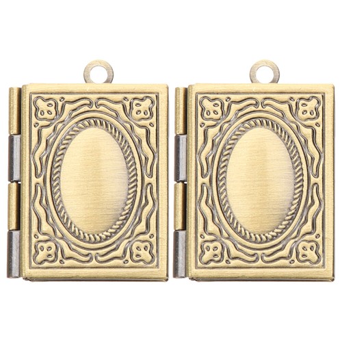 2 Pcs Pendant Photo Frame Man Book' Necklace for Women Locket Pendants ...