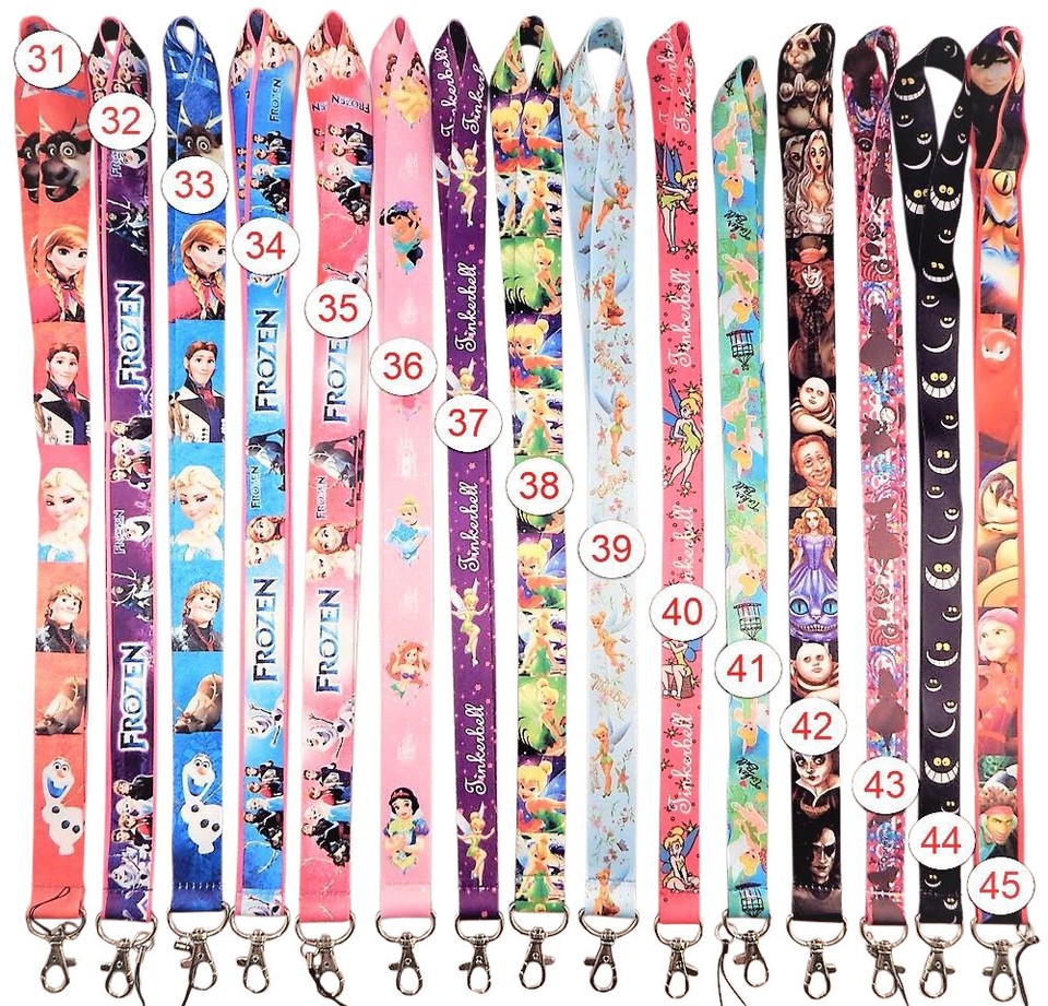 Disney and Various Lanyards with 10 Assorted Disney Trading Pins - New ...