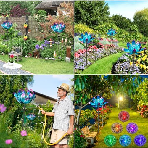 Solar Wind Spinner, 38 Inch Metal Stake Yard Spinners,Solar Powered ...