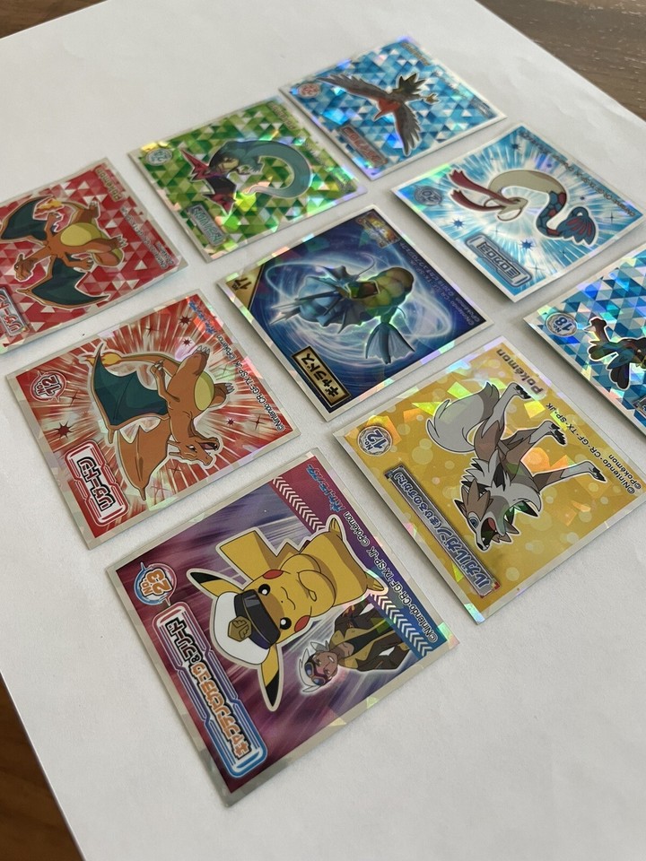 Pikachu Charizard Pokemon Card Sticker Seal HOLO Rare Lotte Wafer Snack ...