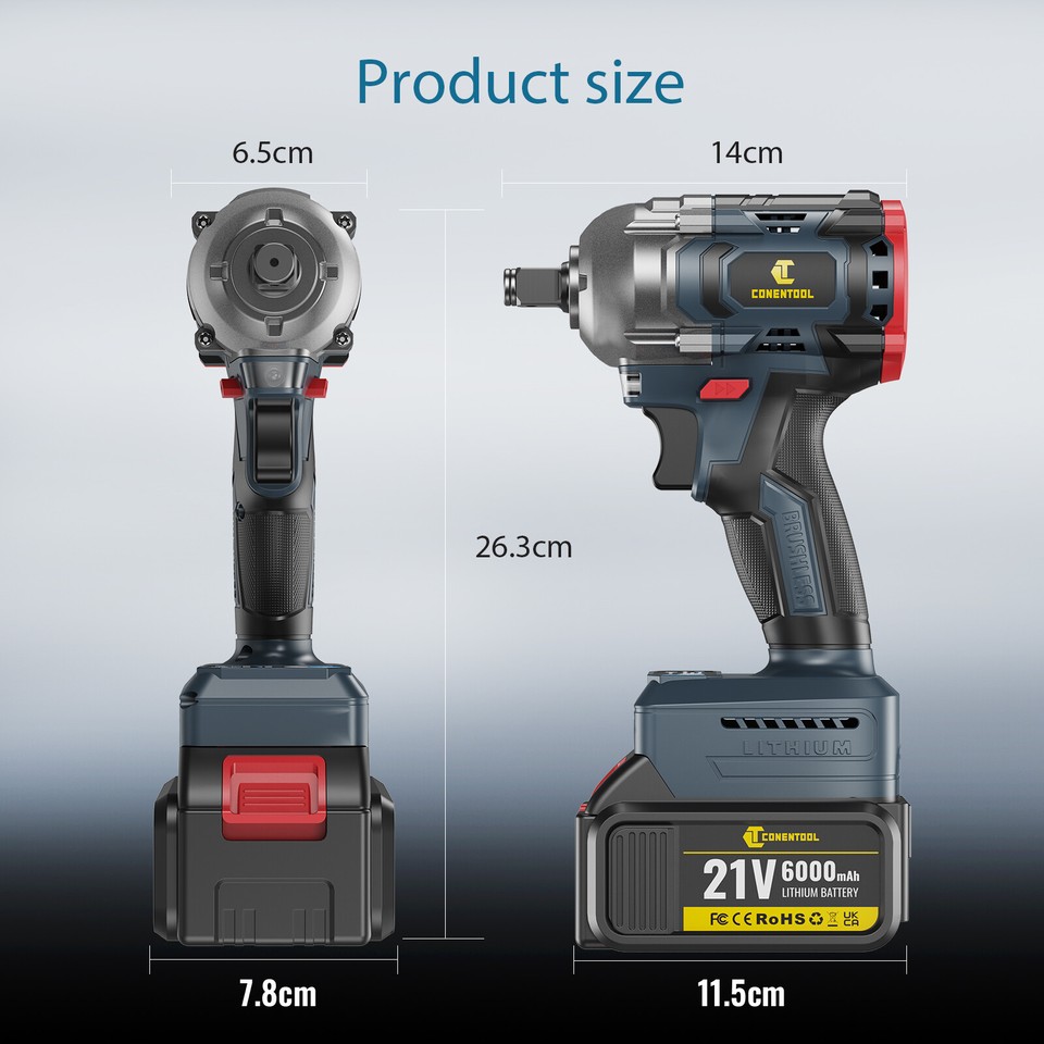 21V Cordless Impact Wrench 1/2"Driver Ratchet Rattle Nut Gun Set 620Nm ...
