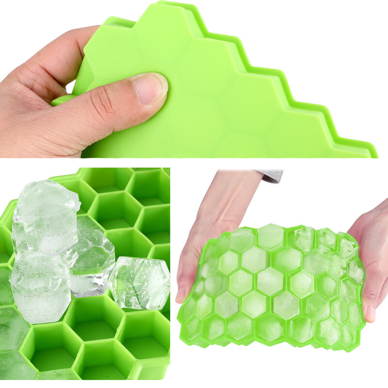 Premium Ice Cube Trays Silicone Hexagonal Ice Cube Molds with Sealing ...