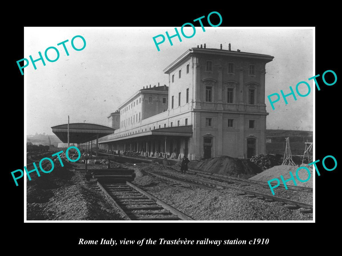 OLD POSTCARD SIZE PHOTO ROME ITALY VIEW OF TRASTEVERE RAILWAY STATION ...