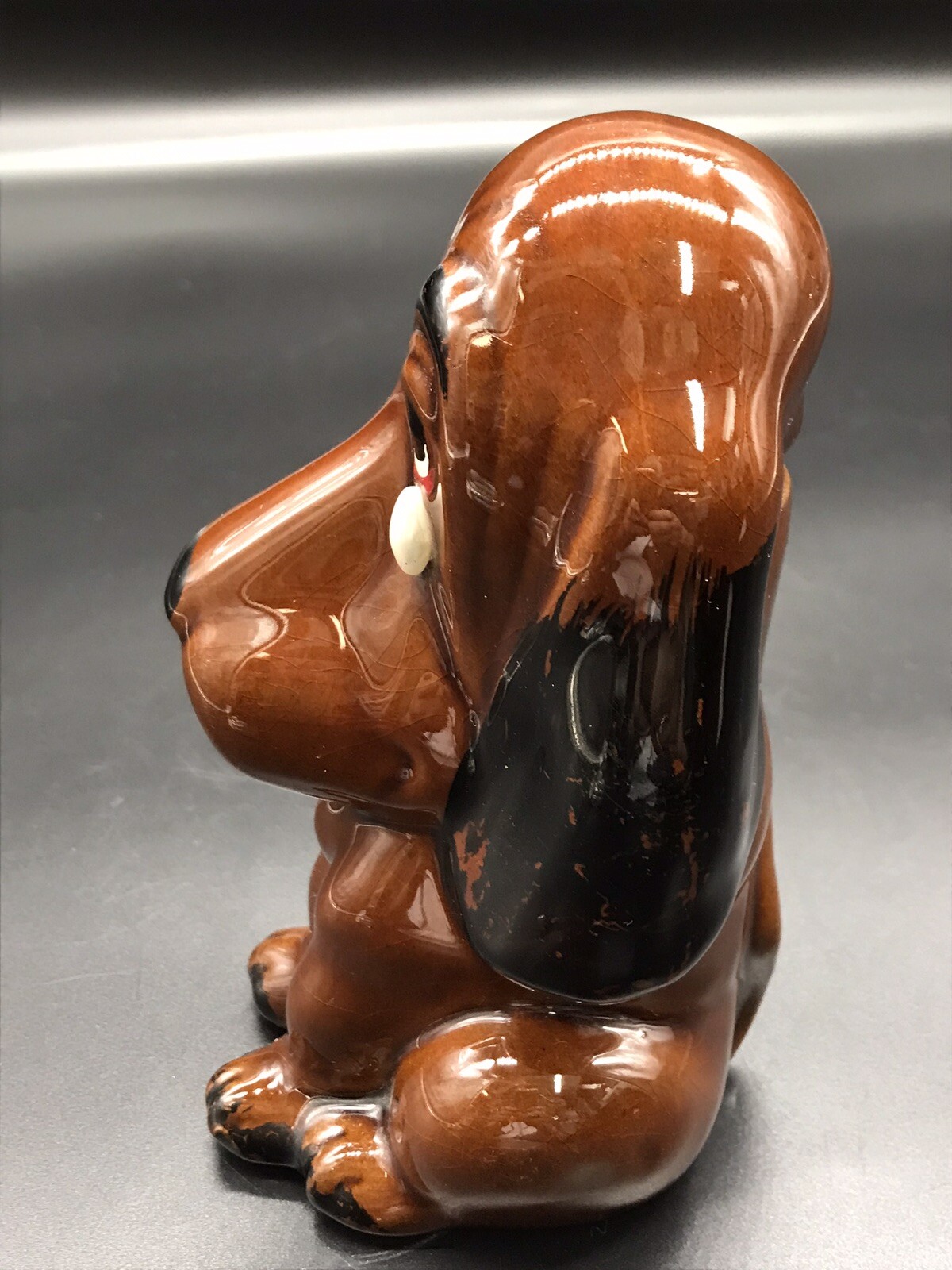 Vtg Kitschy Ceramic Brown Sad Hound Dog Hound Piggy Coin Bank Norcross ...