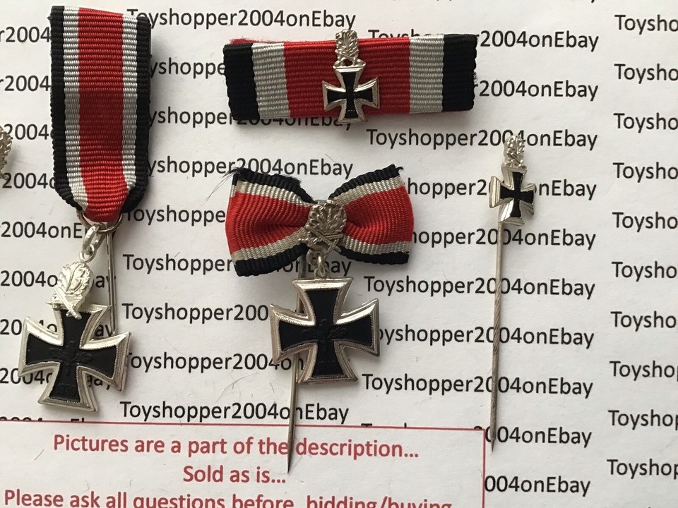 German WW2 1957 Veteran Knights Cross Oaks Swords Miniature Medals ...