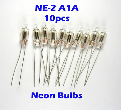 10pcs Miniature Neon Glow Lamp Bulb A1A (NE-2) 65VAC, 90VDC, REQ. 100K ...